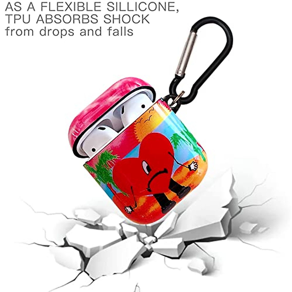 with Fashion Kawaii Lanyard Keychain，Cute Interesting Soft TPU Airpod 1/2 Case，Suitable Man Women Girl Airpod Case