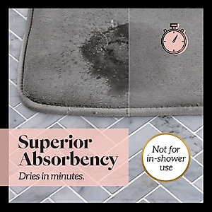Genteele Bath Mats for Bathroom Non Slip - Grey 17" x 24" Memory Foam Bathroom Rugs - Quick Dry Bath Mat