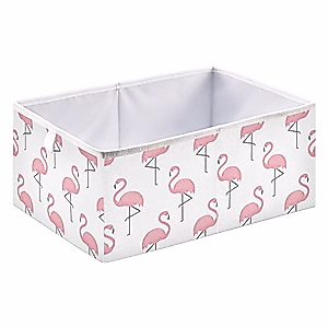 Flamingo Cube Storage Bin Collapsible Storage Bins Waterproof Toy Basket for Cube Organizer Bins for Nursery Toys Kids Books Closet Shelf Office - 15.75x10.63x6.96 in