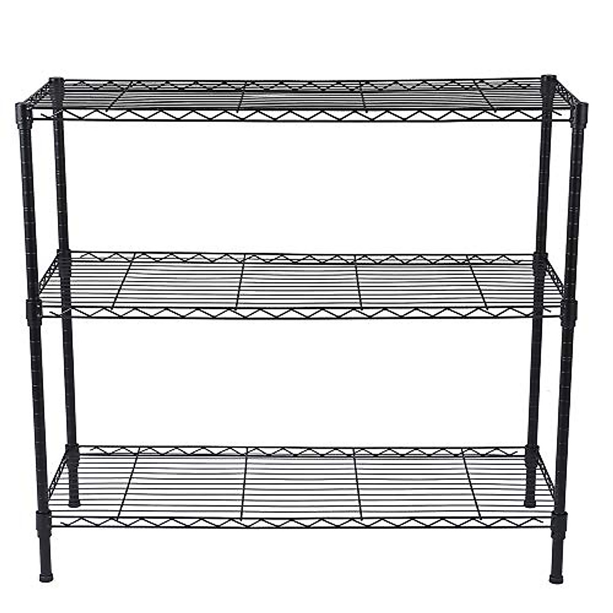 SoSo-BanTian1989 Metal Standing Shelf Units, 36" W x 14" D x 32" H Expandable/Adjustable Steel Wire Shelving Large Storage Rack Organizer (3-Tiers, Black)