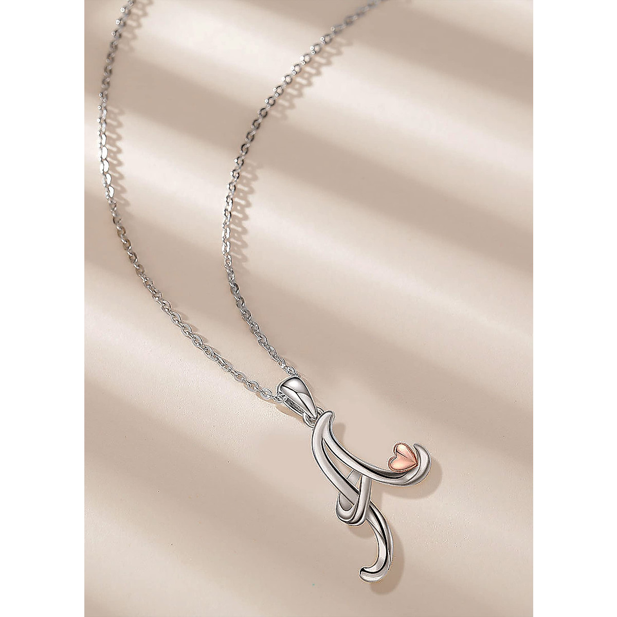 CELESTIA Gifts for Women Sterling Silver Initial Necklaces for Women Letter Pendant A Monogram Necklaces Alphabet Heart Initial Jewelry
