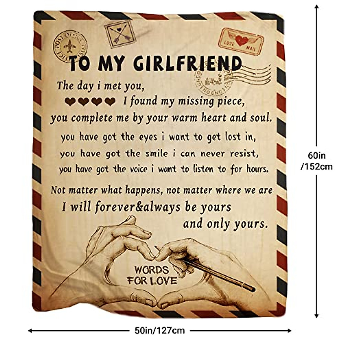 AOOCHUSS Gifts for Girlfriend to My Girlfriend Blanket Romantic Gifts for Her I Love You Throw Blankets Birthday Anniversary Cute Presents from Boyfriend Soft Blankets for Bed Sofa 50"x60"