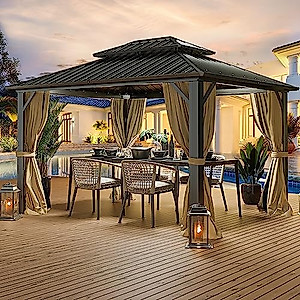 YITAHOME 10x10ft 2-Tier Hardtop Gazebo (10' X 12')