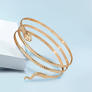 Hithop Gold Snake Bracelet Arm Cuff Jewelry Gold Arm Band Upper Arm Cuff Gold Arm Bands for women Arm Cuff Bangle for Women Gold Wrist Cuff Gold Evening Bracelet, One Size