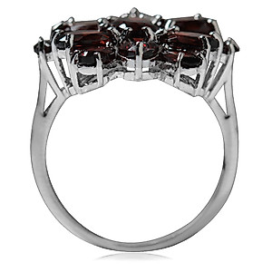 Silvershake 6.13ct. Natural Garnet White Gold Plated 925 Sterling Silver Cluster Ring Size 7