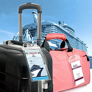 Cruise Ship Essentials for Carnival, Princess, NCL, MSC by JOLLYANTS, Cruise Luggage tag Holders Cruise Must Haves Waterproof & Reusable
