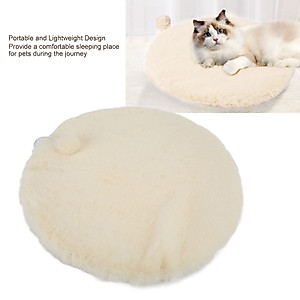Pet Bed Round Plush Donut Bed Warm Comfy Pet Sleeping Mat with Small Ball for Warm Sleeping(S-Cheese White)