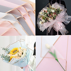 OUKEYI 25 Counts /5 Colors Gold Edge Waterproof Floral Wrapping Paper,Florist Bouquet Supplies,DIY Crafts,Gift Packaging or Gift Box PackagingPaper 22.8x22.8Inch