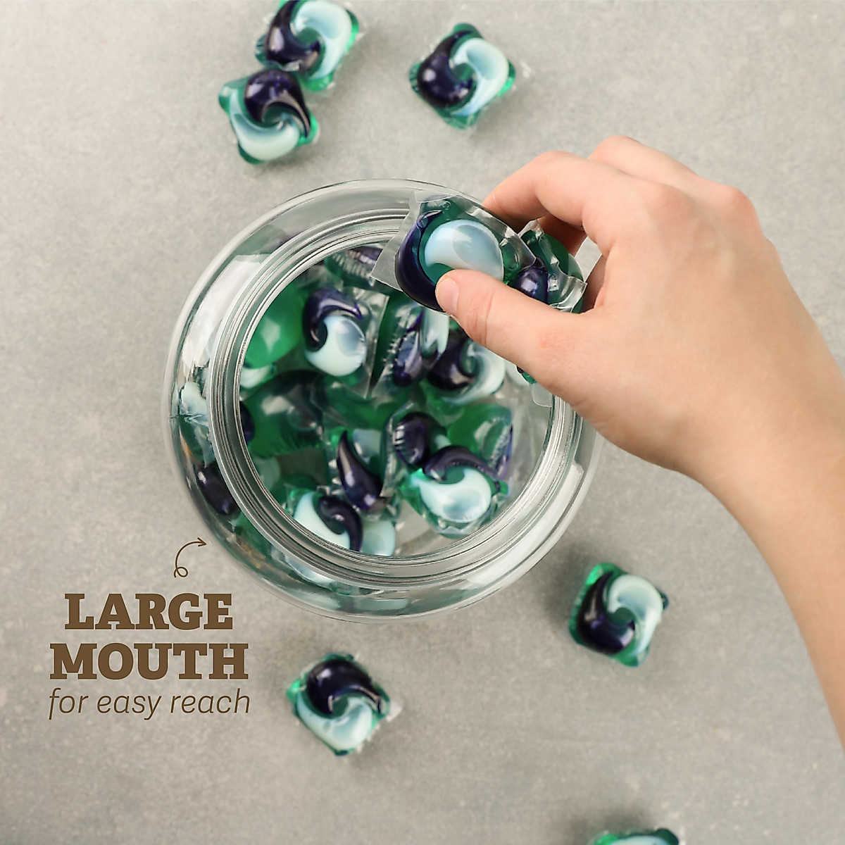 kitchentoolz Gallon Glass Jar for Laundry Detergent Pods and Powder Containers for Kitchen and Laundry Room Organization- Stainless Steel Airtight Lid - Pack of 1