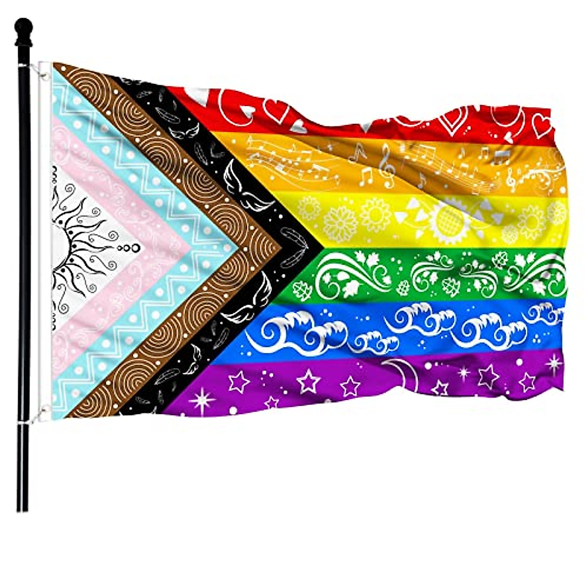 FULAISMGS Pride Flags Large LGBTQ Flag Bisexual Gay Progress Rainbow Flag 3x5FT Garden Outdoor Original Design Cute Print Pattern