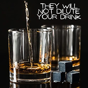 Premium Whiskey Stones 100% natural granite Set Of 9 Chilling Rocks Stone Reusable Ice Cubes For Drinks With Velvet Carrying Pouch,Grey, By AA Wonders (9 Cubes)