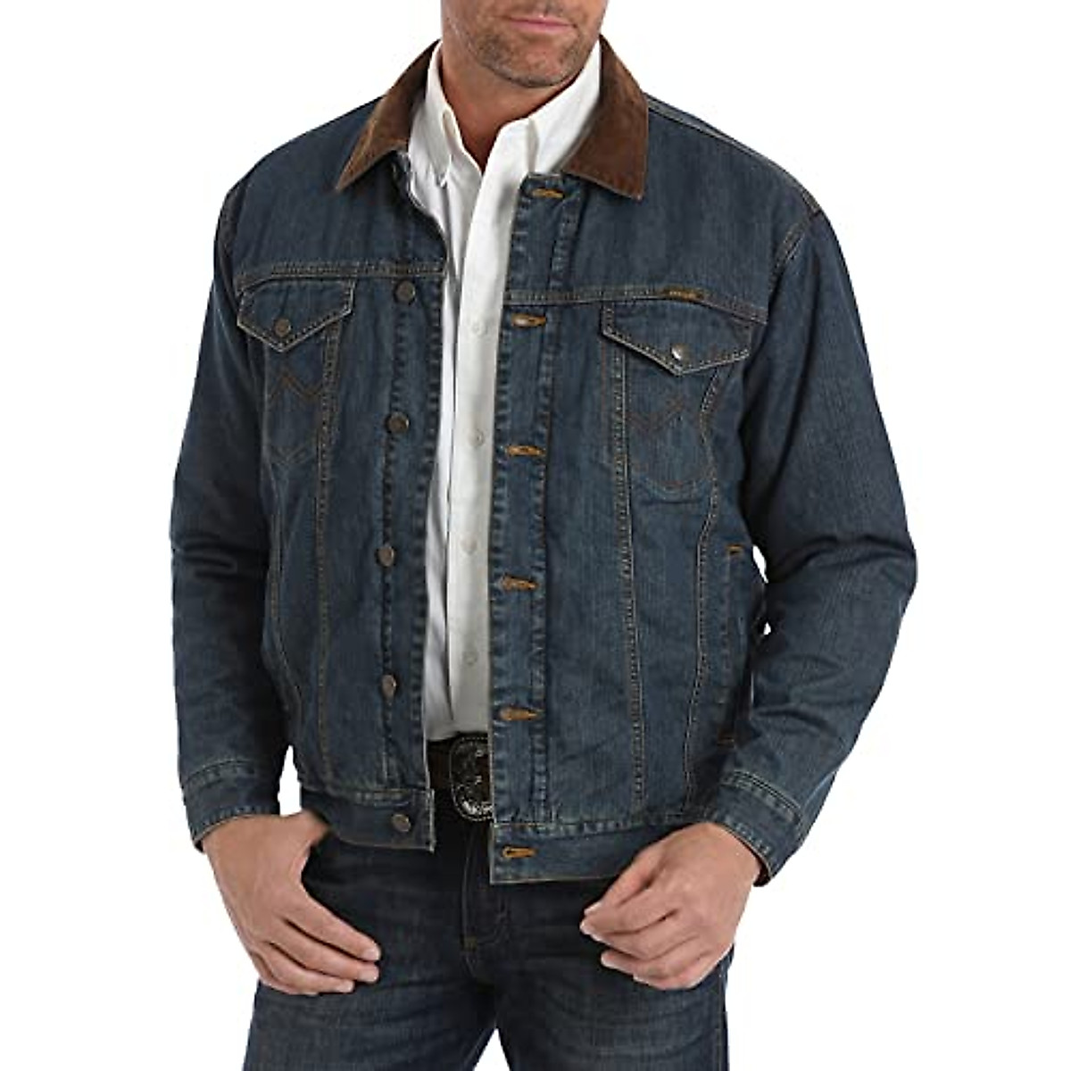 Wrangler Men's Concealed Carry Blanket Lined Denim Jacket, Indigo, Large