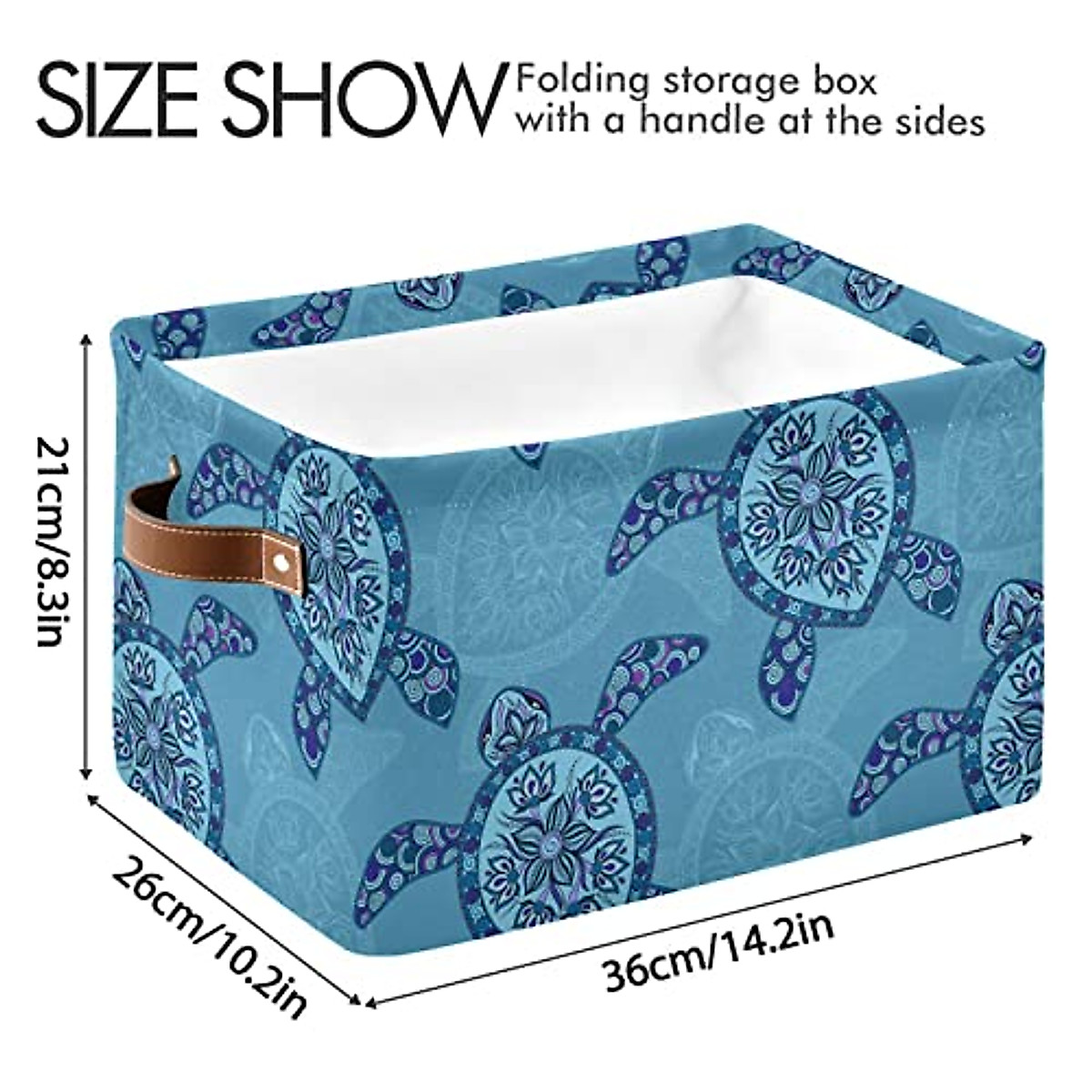 ALAZA Tribal Sea Turtle Blue Foldable Storage Box Storage Basket Organizer Bins with Handles for Shelf Closet Living Room Bedroom Home Office 1 Pack