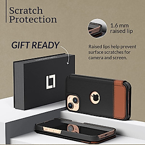 iPhone 15 Wallet Case for Women and Men, Case with Card Holder [Slim & Protective] for Apple 15 (6.1”), Vegan Leather i-Phone Cover, Cute Phone Case, Black & Brown, Sandy Night
