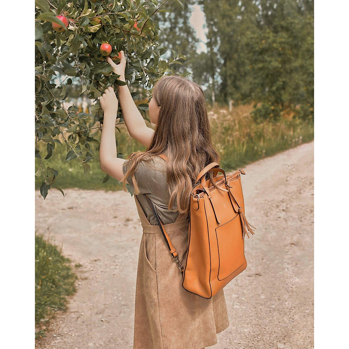 ECOSUSI Tote Bag Convertible Backpack Purse for Women Vegan Leather Handbag Multifuction Shoulder Bag