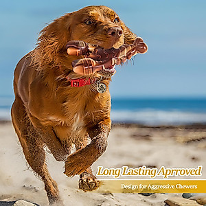 NEZIN Indestructible Dog Toys for Aggressive Chewers, Real Beef Flavored, Extreme Tough Dog Chew Toys for Large Medium Breed, Interactive Dog Toys, Gift for Dogs