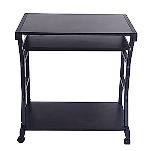 XBWEI Mobile Four-Wheel Computer Desk Black