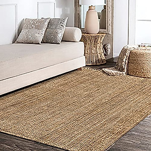 JONATHAN Y NRF103A-5 para Hand Woven Chunky Jute with Fringe Area-Rug, Bohemian, for Bedroom, Kitchen, Living Room,5 X 8,Natural