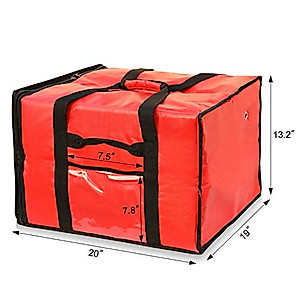 New Star Foodservice 50134 Insulated Pizza Delivery Bag, 20" by 19" by 13", Red
