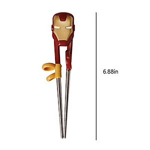 Lilfant Super Hero Stainless Steel Training Chopsticks for Right-hand, Made in Korea, 7.8in
