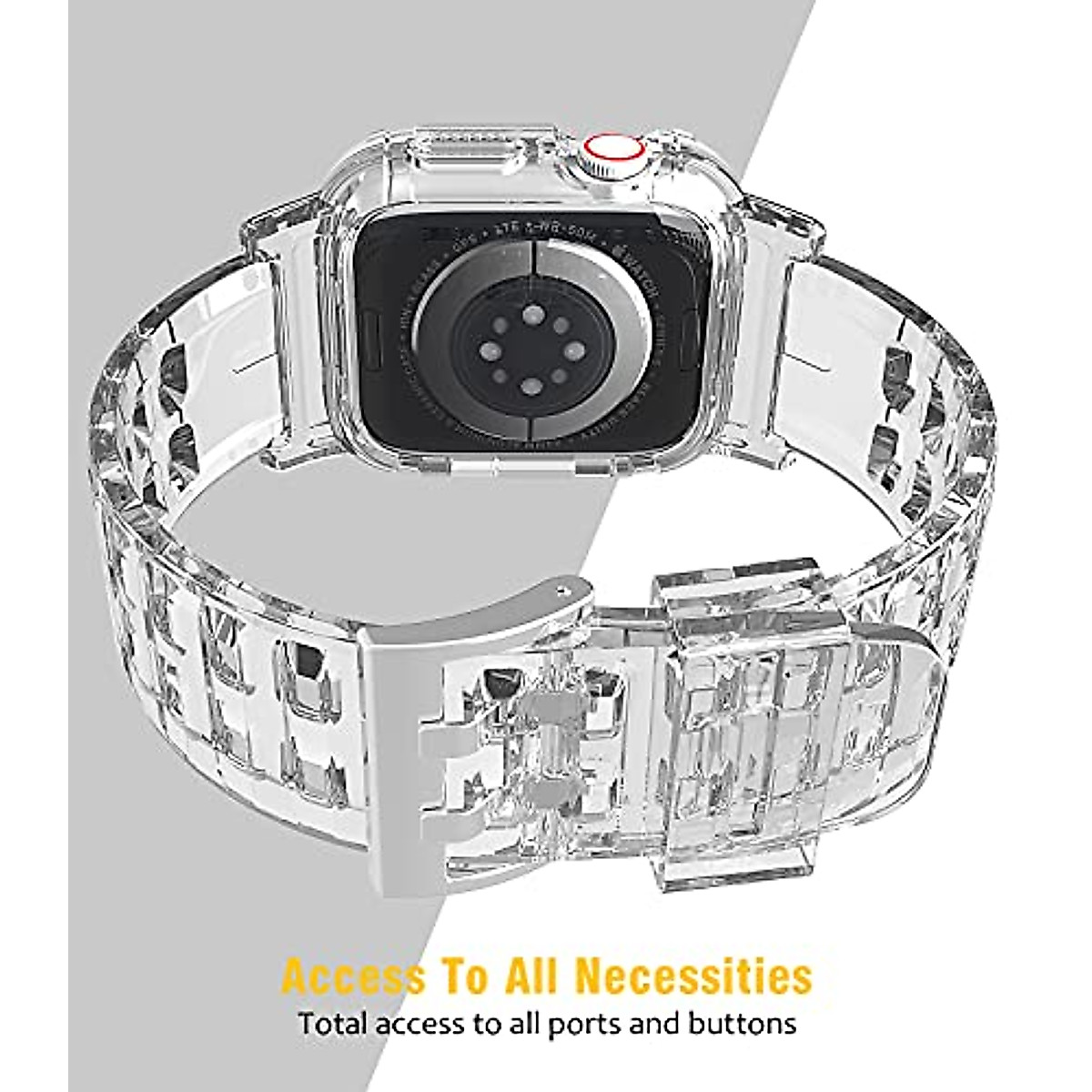 JXVM for Apple Watch Band 41mm 40mm 38mm with Case, Uni-body Protective Bumper Band, Crystal Clear Men Women Sporty Case, with Premium Soft TPU Adjustable Strap for iWatch SE & Series 8 7 6 5 4 3 2 1 (Crystal/Clear)