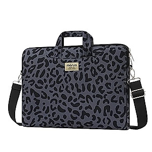 MOSISO Laptop Shoulder Bag Compatible with MacBook Air/Pro,13-13.3 inch Notebook,Compatible with MacBook Pro 14 inch M3 M2 M1 Pro Max 2023-2021, Leopard Grain Briefcase Sleeve with Belt