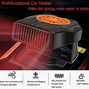 2023 Upgraded 12V Car Heater, YYoomi 150W Electronic Auto Defrost Defogger, 2 in 1 Portable Heating/Cooling Fan for Truck, 3-Outlet, Plug Into Cigarette Lighter, 360 Degree Rotary