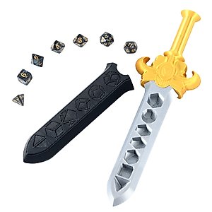 Dice Dagger with 7PCS D20 Dice Dungeons and Dragons Dice Set DND Dice Holder Polyhedral Dice Gift Sword D&D Dice Scabbard Dice Box Sword Dagger Polyhedral Dice Storage Dice D20 Black