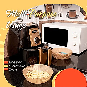 SULLINS 50 Pcs Air Fryer Liners, Disposable Paper Liner for 2.7 to 4.5 Qt Basket, 6.3-inches Air Fryer Parchment Paper for Air Fryer Basket, Unbleached, Non-stick, Oil-proof Round Air Fryer Liners