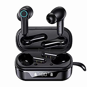 Bluetooth 5.2 Wireless Earbuds, 4 Mic Call Noise Cancelling Wireless Headphones with LED Display, Loud Sound Clear Call Deep Bass in-Ear Headphones with Charging Case Compatible for iPhone Android