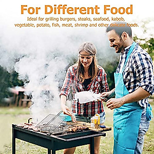 ORDORA Grill Basket, Fish Grill Basket, Rustproof Stainless Steel BBQ Grilling Basket for Meat,Steak, Shrimp, Vegetables, Chops, Heavy Duty Grill Basket Outdoor Grill Accessories