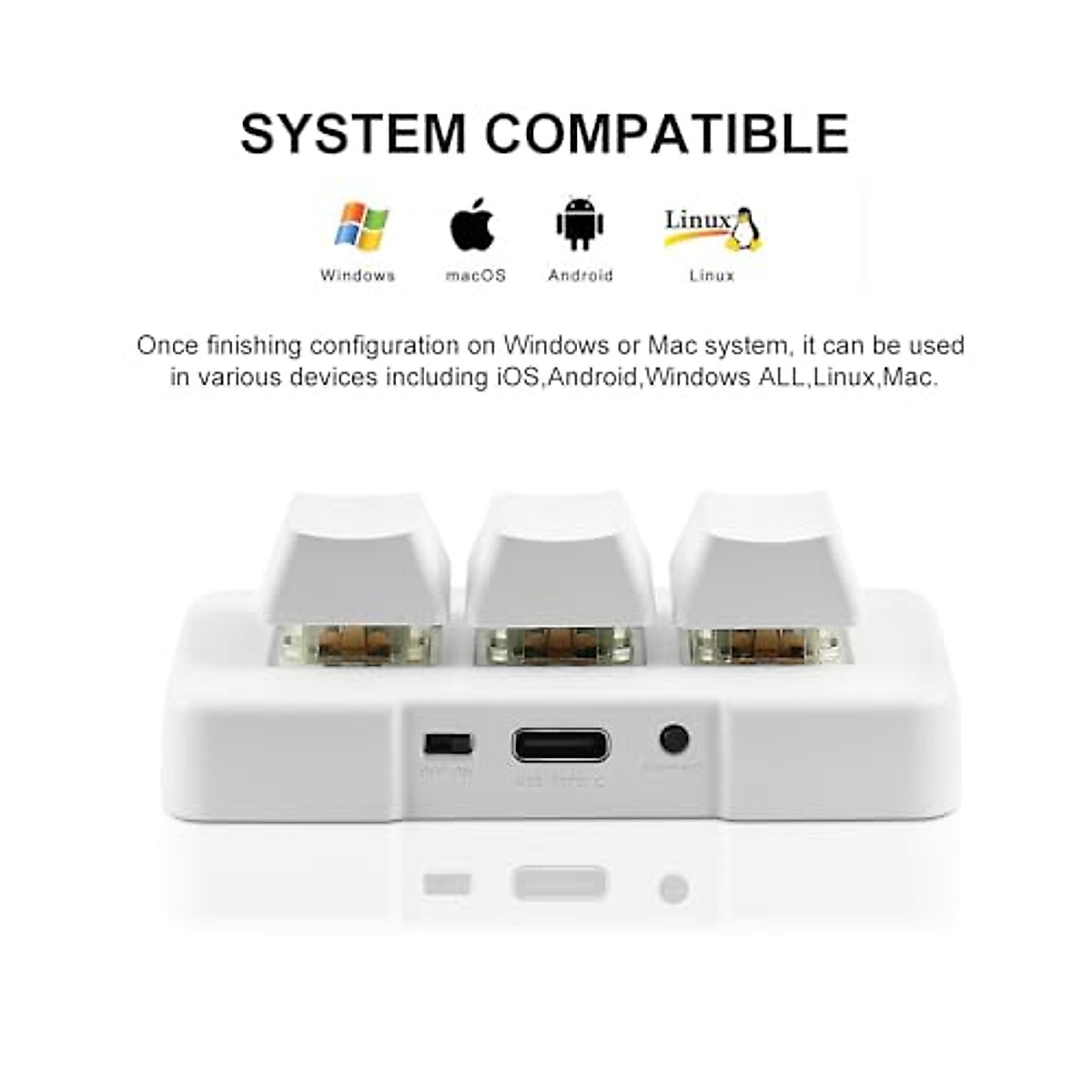 PCsensor 3-Key Mini Keypad 2.4G Wireless USB 2 in 1 Mechanical Gaming Keyboard Hot Key Customized Program with RGB Led for Gaming OSU Office Work