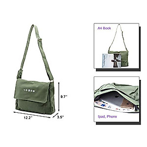 Togood Literary Canvas Crossbody Bag Casual Shoulder Bag Hobo Bags Fashion Simple Student Bag for girls (Green)