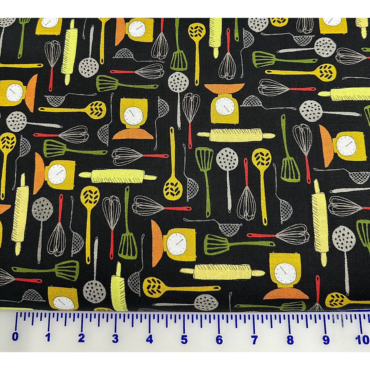 Generic Cotton Fabric QT What's Cooking Kitchen Utencils 1649-29406-J Cotton Fabric by The Yard, Green