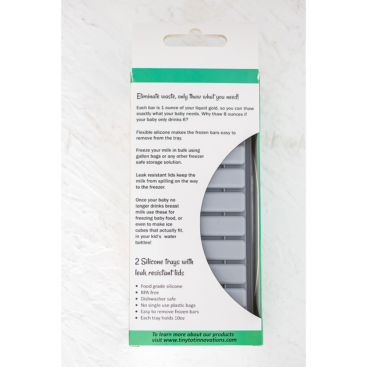 Breast Milk Freezer Storage Trays w/Carrier, 10-1oz Bars, 2 Silicone Containers w/Silicone Lids and Carrier, Food Grade Silicone