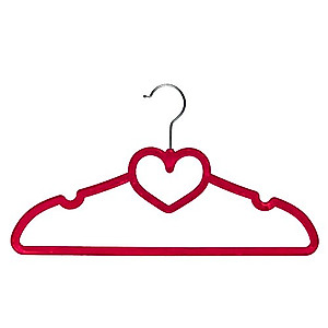 BriaUSA Clothes Hangers Heart Shaped Slim Flocked Hangers, Sturdy with Steel Swivel Chrome Hooks – Dark Pink – Set of 10