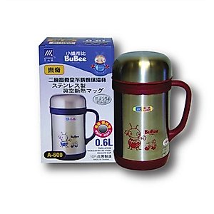 BuBee A-600 Stainless Steel Vacuum Insulated Mug/Tumbler, 0.6 Liter-Blue/Red(Random Colors)