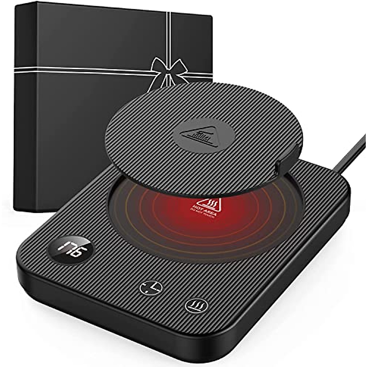 Coffee Warmer for Desk with 3-Temp Settings, Beverage Mug Warmer with Auto On/Off, Coffee Mug Warmer with Auto-Off Timer, Electric Coffee Cup Warmer with Led Digital Display, Warm Gift for Your Love