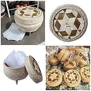 Heavens Tvcz Bamboo Rice Steamer Basket with Lid Sticky Handmade Natural Thai Wicker Cooking Glutinous Rice Free Cheesecloth Filter Free Cloth 2 piece