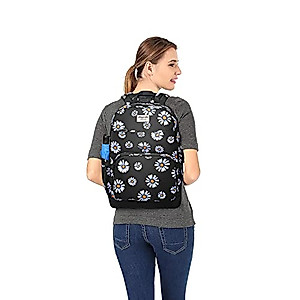 MOSISO 15.6-16 inch 20L Laptop Backpack for Women Girls, Polyester Anti-Theft Stylish Casual Daypack Bag with Luggage Strap & USB Charging Port, Camomile Travel Business College School Bookbag, Black