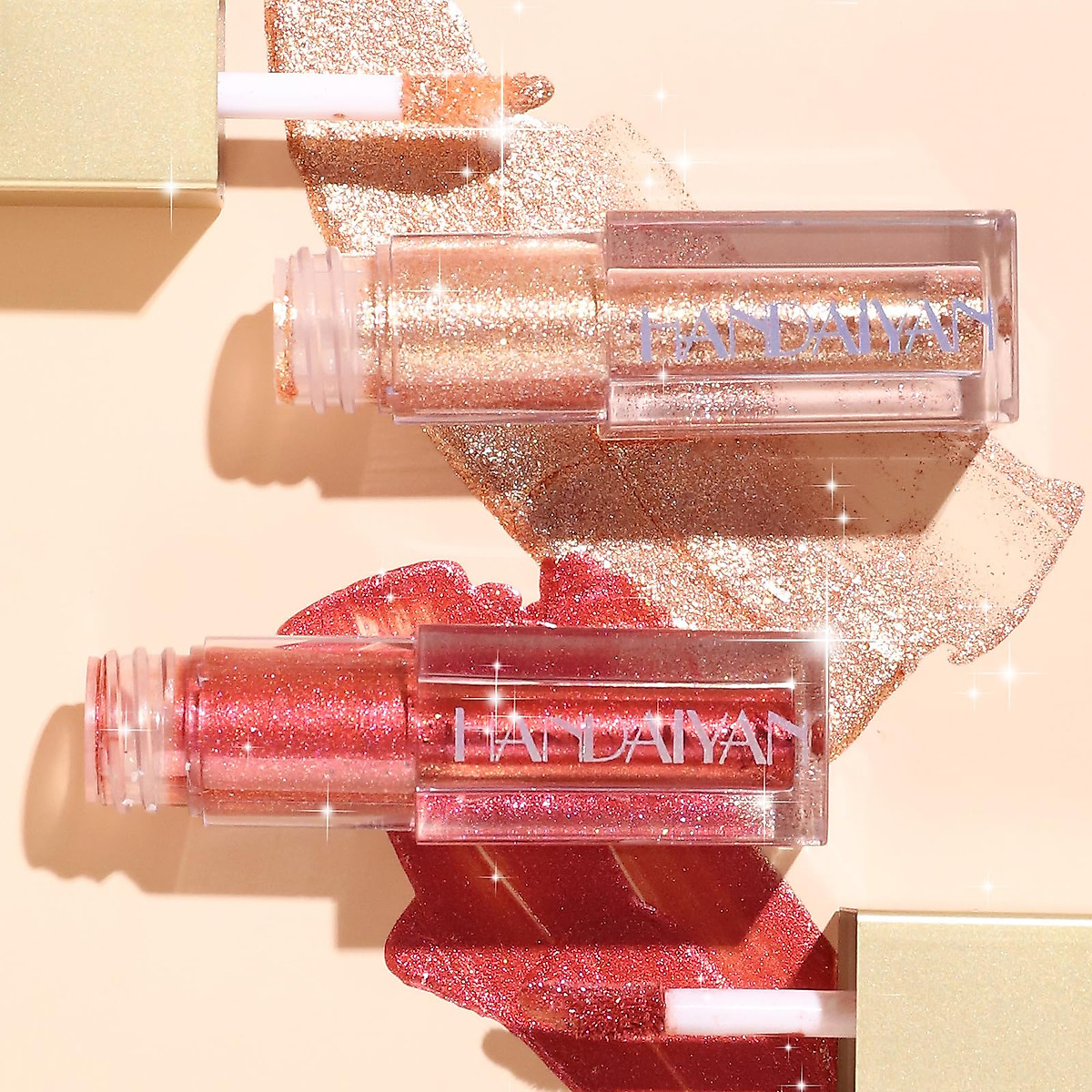 Quxunzzz Liquid Glitter Eyeshadow,Liquid Glitter Eyeliner Metallic Glitter Shimmer Eye Looks Waterproof Long Lasting Quick-Drying Sparkling（05#）