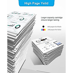 63 XL 63XL Ink Cartridges Remanufactured for HP 63XL Ink Cartridge for HP Printers Envy 4520 4512 4513 4516 Officejet 3830 4650 4652 4655 Envy 4520 4512 Deskjet 1112 3630 3632(1 Black,1 Tri-Color)