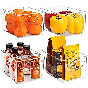 Sorbus Clear Refrigerator Organizer Bins - Fridge Organizer Plastic Storage Bins for Pantry & Kitchen Organization and Storage - Versatile Bath, Makeup, Snack & Food, Freezer Organizer Bins (4 Pack)