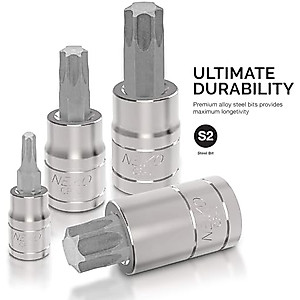 NEIKO 10083A Master Torx Bit Socket and External Torx Socket Set, S2 and CrV Steel, Supreme Torque Output Complete Kit, 60 Pieces