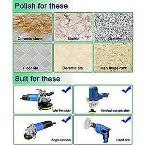 19PCS Diamond Polishing Pads 4 Inch Granite Stone Polish Kit, 50# - 3000# Grit with 5/8"-11 Backer Pad for Granite Stone Concrete Marble Floor Polishing