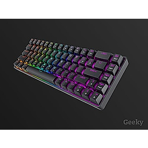 Geeky GK65 65% | Hot Swappable Mechanical Gaming Keyboard | 68 Keys Multi Color RGB LED Backlit for PC/Mac Gamer | ANSI US American Layout (Black, Mechanical Brown)