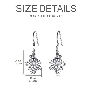 WINNICACA Sterling Silver Octopus Drop Earrings for Women Octopus Gifts Octopus Dangle Earrings Octopus Jewelry for Women Christmas Gifts for Octopus Lover