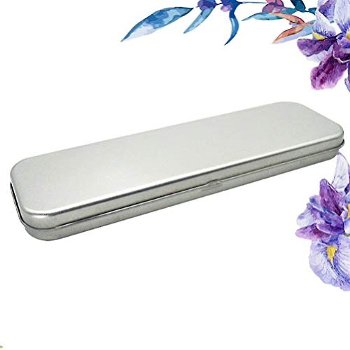 NUOBESTY Tiny Box 5pcs Tinplate Pen Box Metal Pencil Case Rectangular Pen Holder Empty Hinged Tin Box Multi Functional Container for Students Adults Pen Pencil Makeup Brushes Syringe Small Pencil Box