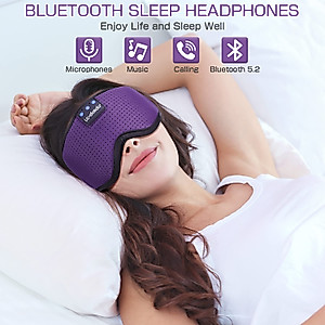 LC-dolida Sleep Headphones, Sleep Mask Bluetooth Wireless Music Eye Mask, Sleeping Headphones for Side Sleepers Sleep Mask with Bluetooth Headphones Ultra-Thin Stereo Speakers Perfect for Sleeping