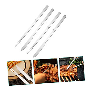 GANAZONO 5 Sets Barbecue and Fork Stainless Steel Fork Cutter Outdoor Barbecue Tools smore kit Sushi kit Barbecue Fork Brisket Long Handle Cutter Meat Knives Portable